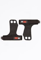 2-Hole Leather Lifting Grips - Black - S Gorilla Wear